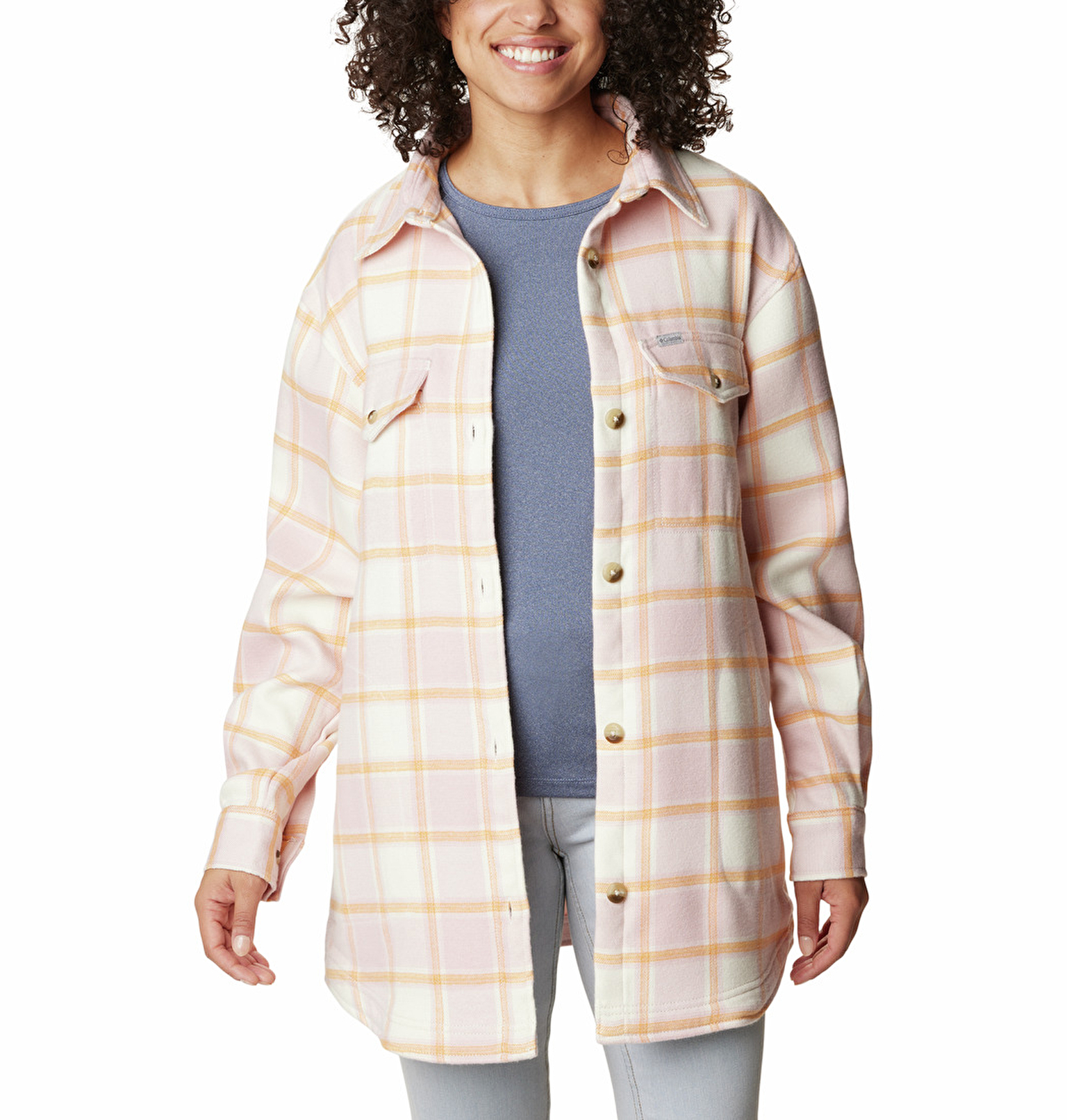 Columbia Kadın Açık Turuncu Calico Basin Uzun Kollu Gömlek ...